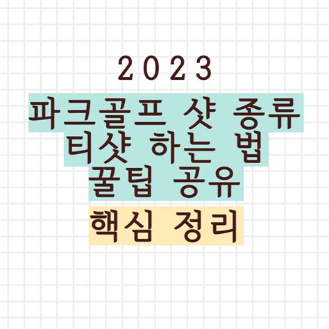 파크골프 샷 종류와 티샷 잘 치는 팁