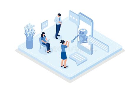 Characters Asking Questions And Receiving Answers Ai Assistant Support And Faq Concept Stock