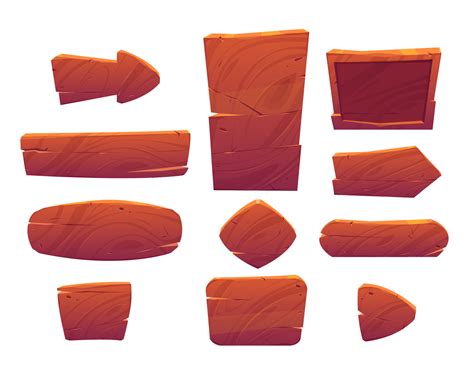 Wooden Buttons And Boards For Ui Game 14941859 Vector Art At Vecteezy