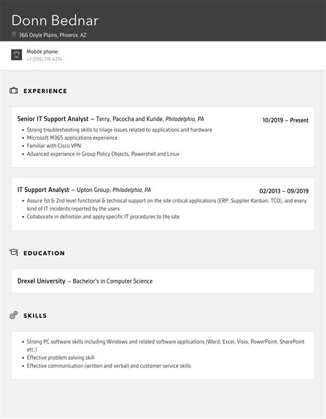 It Support Analyst Resume Samples Velvet Jobs