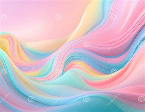 Pastel Soft Waves In Abstract Fluid Design Gentle Calming Background With Flowing Smooth