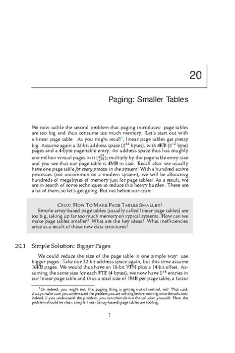 20 Paging Smaller Tables 20 Paging Smaller Tables We Now Tackle