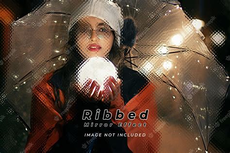 Premium Psd Ribbed Mirror Distortion Photo Effect Mockup