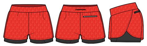 여성 운동 러닝 트레일 반바지 디자인 플랫 스케치 패션 일러스트 레이 션 소녀와 숙녀를위한 일러스트레이션 액티브 웨어를 추적하기