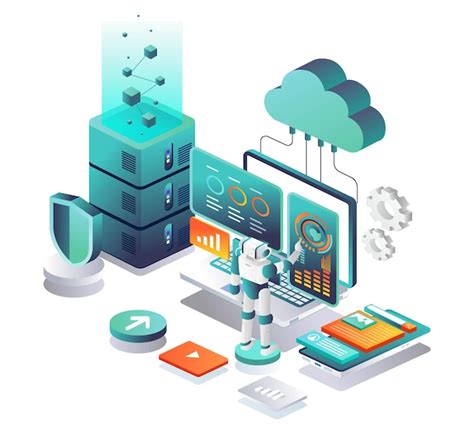 Premium Vector Robot Analyzes Server Data