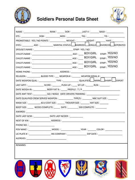 Soldier Personal Data Sheet Army Pubs At John Dumas Blog