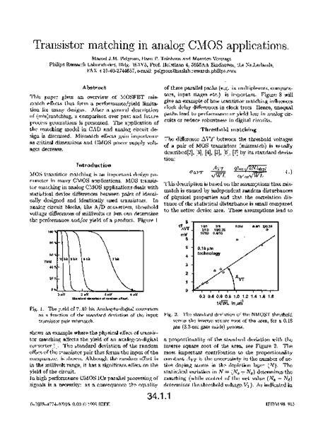 Pdf Transistor Matching In Analog Cmos Applications