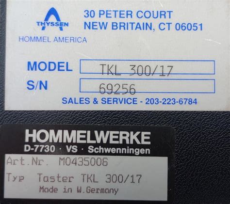 Hommel Werke Tkl 300 17 Taster Position Gauge