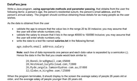 Solved Datapassjava Write A Java Program Using Appropriate