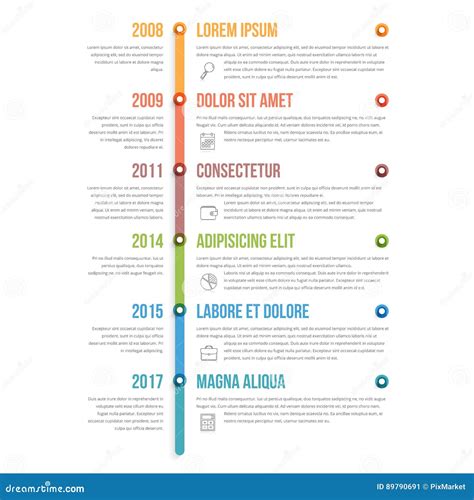 Vertical Timeline Infographics Stock Vector Illustration Of Organization Step 89790691