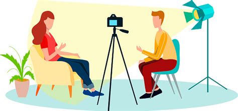 라이브 스트리밍 남성과 여성 소셜 미디어 네트워크 블로거 협력 스튜디오에서 인터뷰 팟 캐스트 비디오 녹화 플랫 벡터 그림입니다 개념에 대한 스톡 벡터 아트 및 기타 이미지