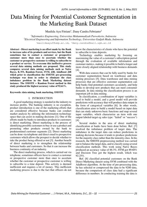 Pdf Data Mining For Potential Customer Segmentation In The Marketing Bank Dataset