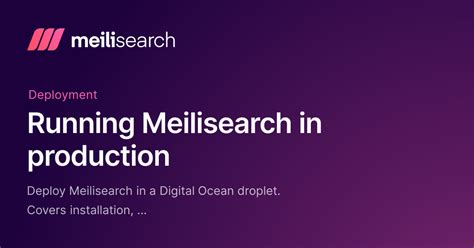 Running Meilisearch In Production Meilisearch Documentation