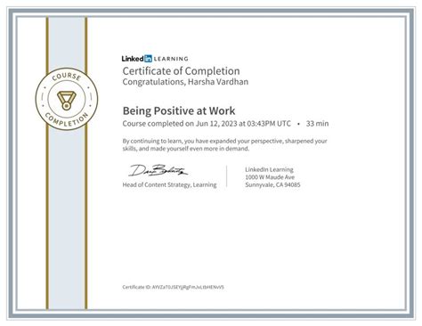 Harsha Vardhan On Linkedin Certificate Of Completion