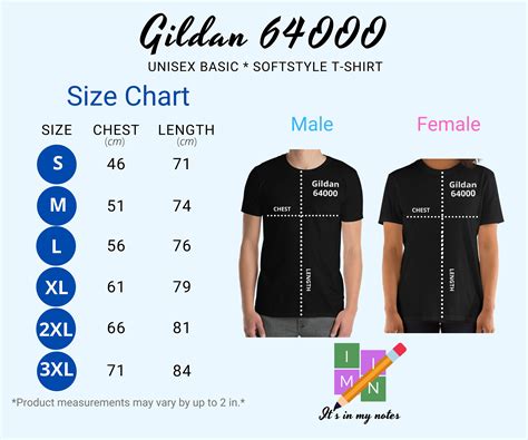 Gildan T Shirt Size Chart
