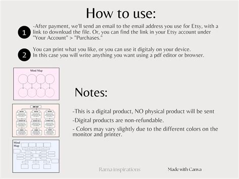 Mind Map Template Printable Mind Map Planner Brainstorm Diagrams Study