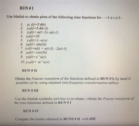 Solved Run 1 Use Matlab To Obtain Plots Of The Following
