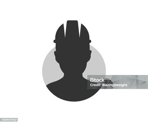 건설 노동자 아이콘입니다 사람 프로필 아바타 헬멧 벡터 디자인 및 일러스트레이션에 있는 건축업자 남자 공사장 인부에 대한 스톡