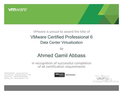 Vmware Certified Professional 6 Data Center Virtualization Certificate Ppt