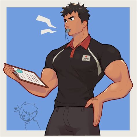Rule 34 1boy Big Pecs Black Trousers Blowing Whistle Brown Skin Brown