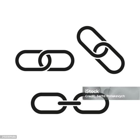 Interlocking Chain Link Icons Set Connection And Unity Concept Symbols Black Chain Segments