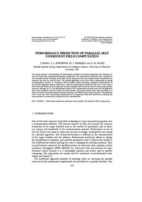 pdf performance prediction of parallel self consistent field computation