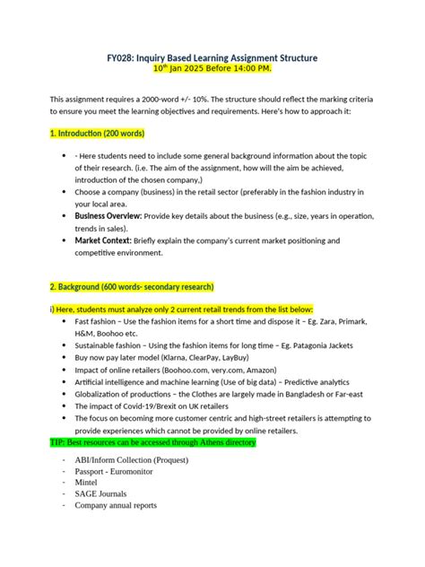 fy028 ibl assignment structure pdf fashion retail