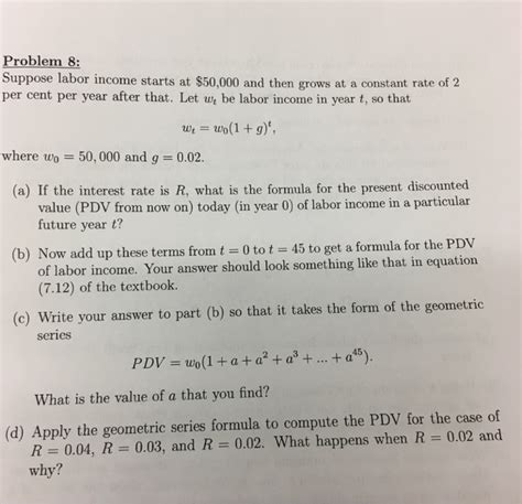 Solved Problem 8 Suppose Labor Income Starts At 50000 And