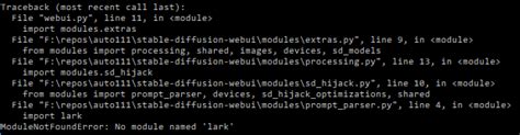 No Module Named Lark On Webui Startup · Issue 1720 · Automatic1111