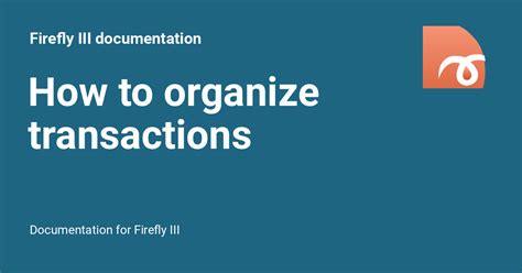 How To Organize Transactions Firefly Iii Documentation