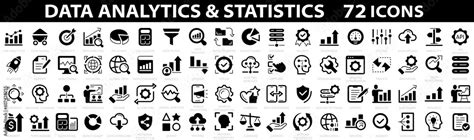 Data Analytics Icon Set Database Icons Big Data Analysis Technology Symbol Graphs Traffic