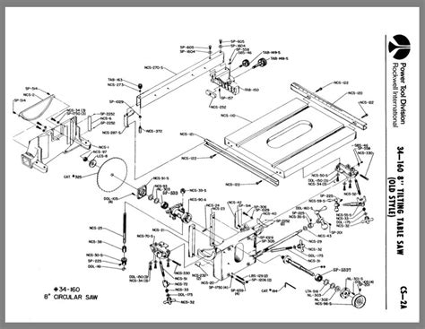 Early Tilting Table Saw Exploded View How To Assemble Table Saw