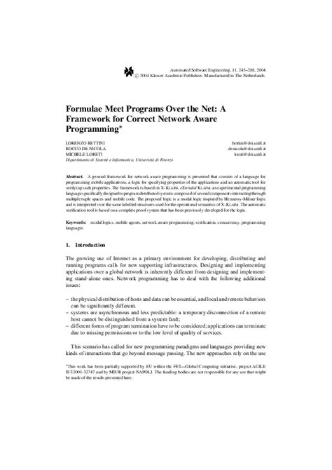 Pdf Formulae Meet Programs Over The Net A Framework For Correct
