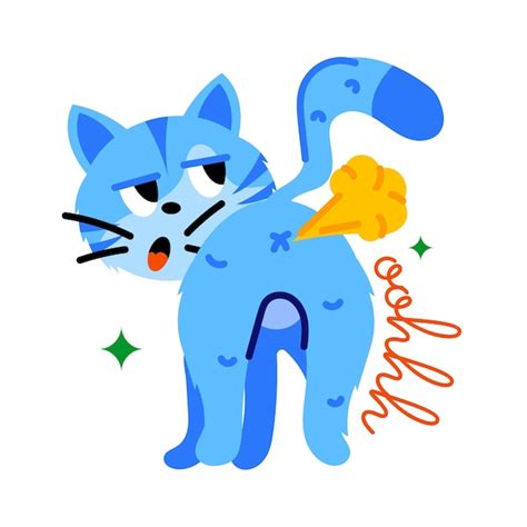 Premium Vector Naught Cat Fart Flat Editable Sticker