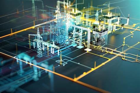 Abstract Digital Representation Of An Electrical Power Station Premium Ai Generated Image