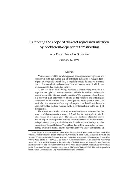 Pdf Extending The Scope Of Wavelet Regression Methods By Coefficient