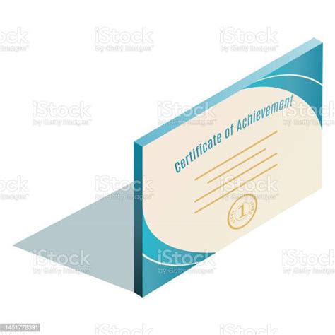 인증서 아이소메트릭 아이콘입니다 블루 간단한 벡터 일러스트 레이 션 공란에 대한 스톡 벡터 아트 및 기타 이미지 공란 교육 등측투영법 Istock