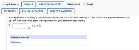 Solved Points DETAILS PREVIOUS ANSWERS OSUNIPHYS Chegg