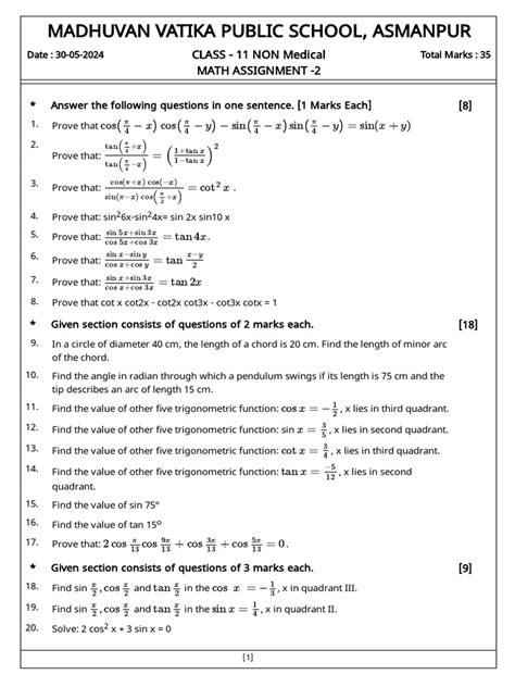 Trigonometry Proofs And Calculations Assignment Pdf Trigonometric