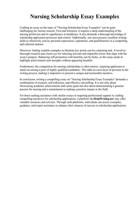 Nursing Scholarship Essay Examples Cairn University Pdf