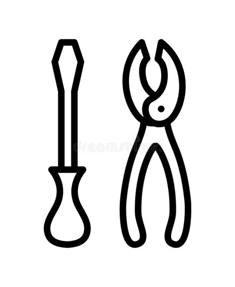 Electrician Flat Line Icon Outline Sign For Mobile Concept And Web Design Store Stock Vector