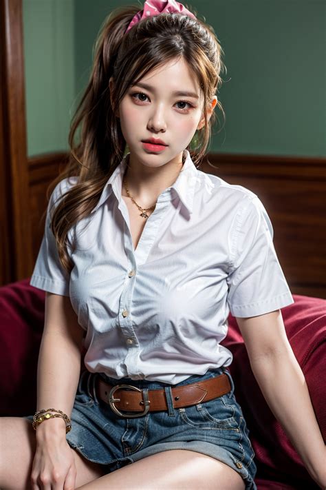 화이트 셔츠입은 귀여운 여자 이미지