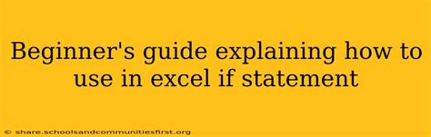 Beginners Guide Explaining How To Use In Excel If Statement