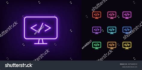 Programming Icon Outline Neon Glowing Neon Stock Vector Royalty Free