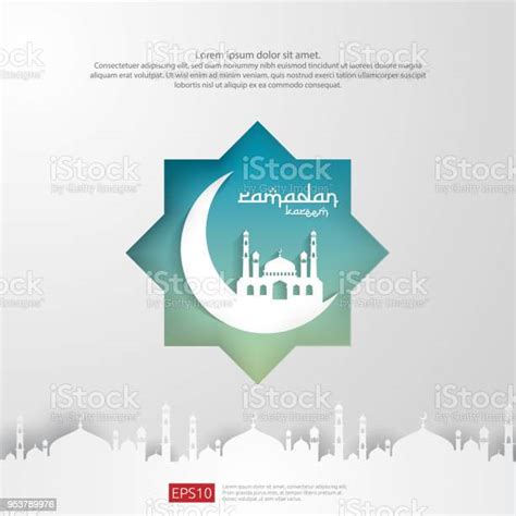 종이에 3d 달과 돔 모스크 요소와 라마단 카림 이슬람 인사말 카드 디자인 컷 스타일 배경 벡터 일러스트 레이 션입니다 0명에 대한 스톡 벡터 아트 및 기타 이미지 Istock
