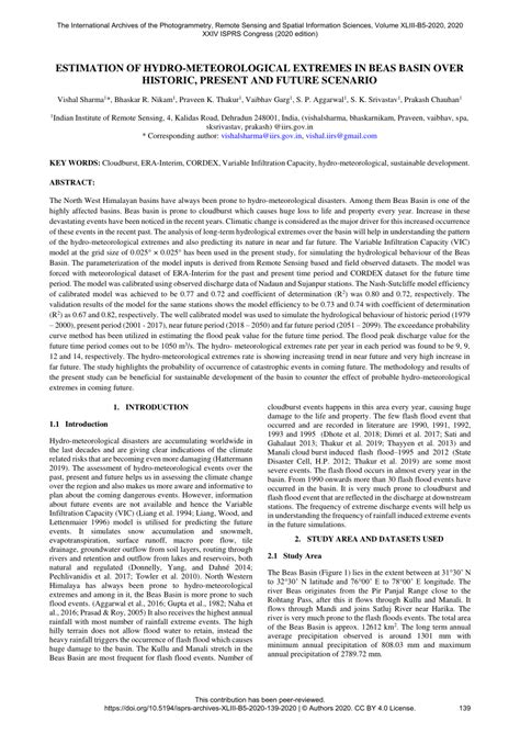 Pdf Estimation Of Hydro Meteorological Extremes In Beas Basin Over Historic Present And