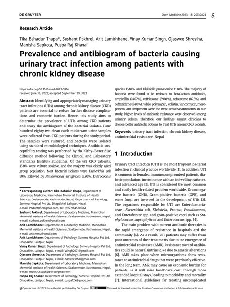 Pdf Prevalence And Antibiogram Of Bacteria Causing Urinary Tract