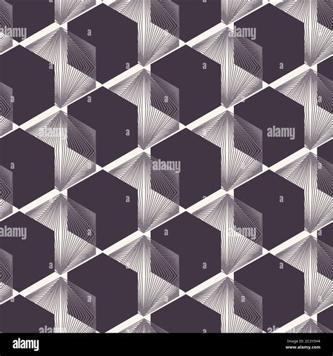 Seamless Vector Pattern Linocut Hexagonal Quilt Shapes Repeating Geometrical Tile Background