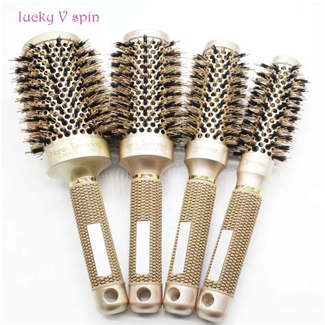 나노 이오니아 멧돼지 머리카락 브러쉬 살롱 빗 배럴 불어 드라이 헤어 라운드 브러쉬 4 크기 전문 살롱 스타일링 도구 Aliexpress