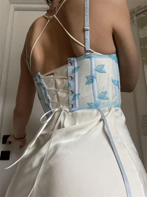 Blue Lace Corset Etsy